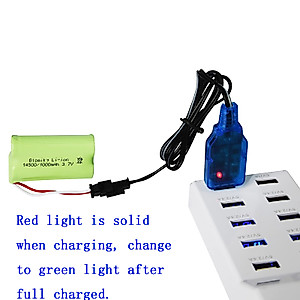 Blomiky 3.7V 1000mAh 2 Pack Lithium-ion Rechargeable Battery with SM2P Plug and Charger Cable for Remote Control Trucks / 813A Battery 2