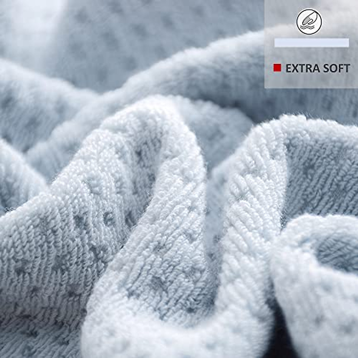 ANEWAY Hand Towels for Bathroom 100% Cotton Soft Absorbent Hand Towel Set, 13 x 29 Inches (Cerulean Blue, 4 Pack)