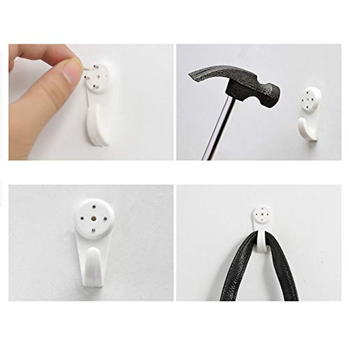 NARAMAX 20PCS White Non-Trace Wall Picture Hook Plastic Powerful Concrete Hard Wall Drywall Picture Hooks Frame Wedding Photos Mirror Wall Studs Hardwall Painting Hangers (M Size)