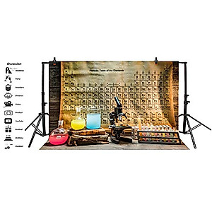 Leyiyi 7x5ft Vintage Chemistry Lab Backdrop Rustic Wooden Cottage Rural Studio Chemist Microscope Retro Periodic Elements Table Photo Background Cowboy Kids Birthday Portrait Studio Prop Vinyl Banner