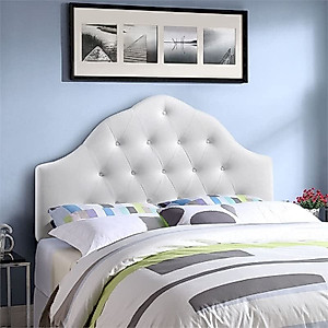 Modway Sovereign Tufted Button Faux Leather Upholstered Full Headboard in White