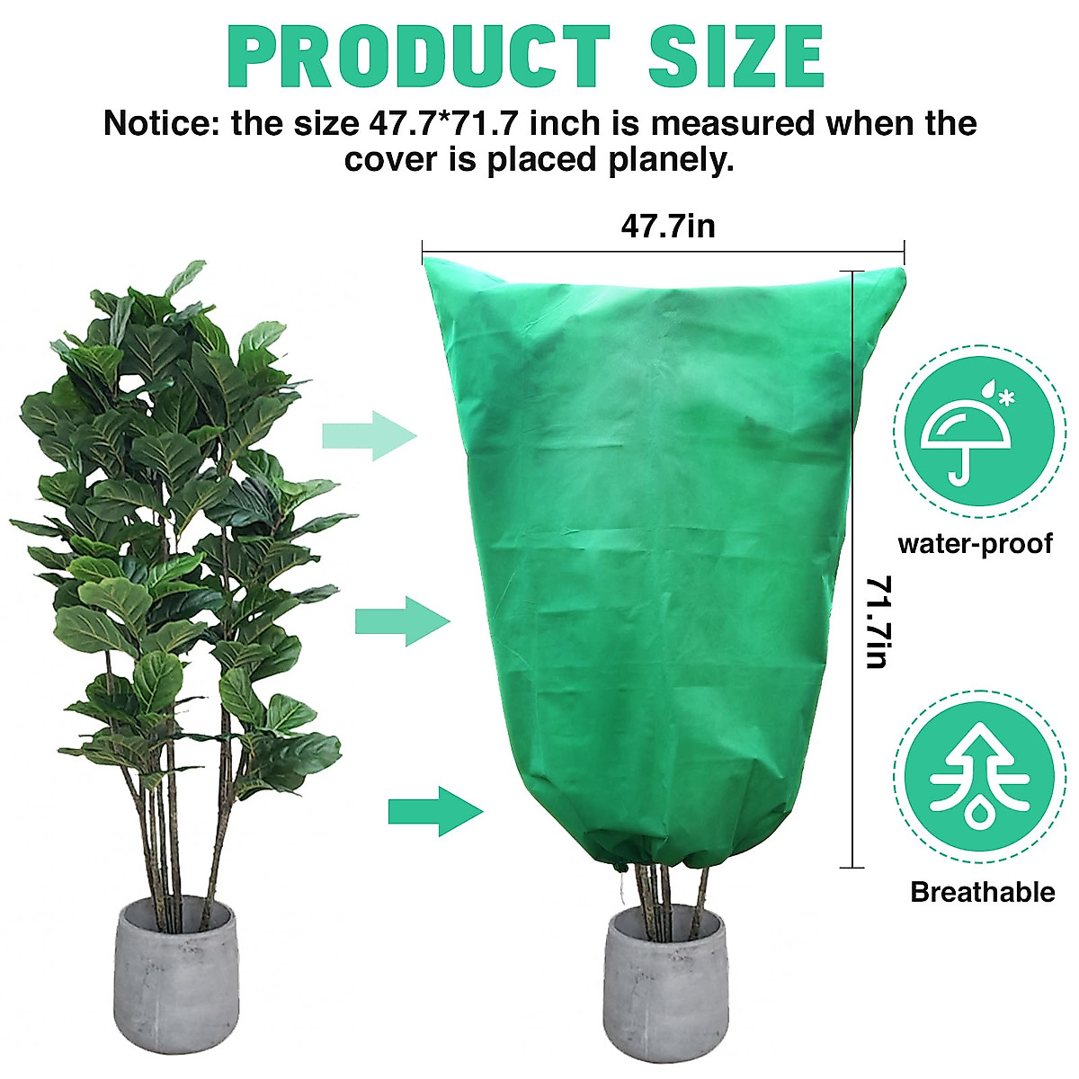 GonLei 2 Packs Plant Covers Freeze Protection 47.7" X 71.7" Large Frost Blankets for Plants Frost Cloth Plant Freeze Protection Tree Covers Freeze Protection Covers Bags with Zipper Drawstring