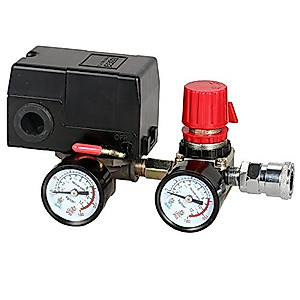 Secbolt Pressure Switch Manifold Regulator Gauges Air Compressor Pressure Switch Control Valve 90-120PSI (American Pattern)