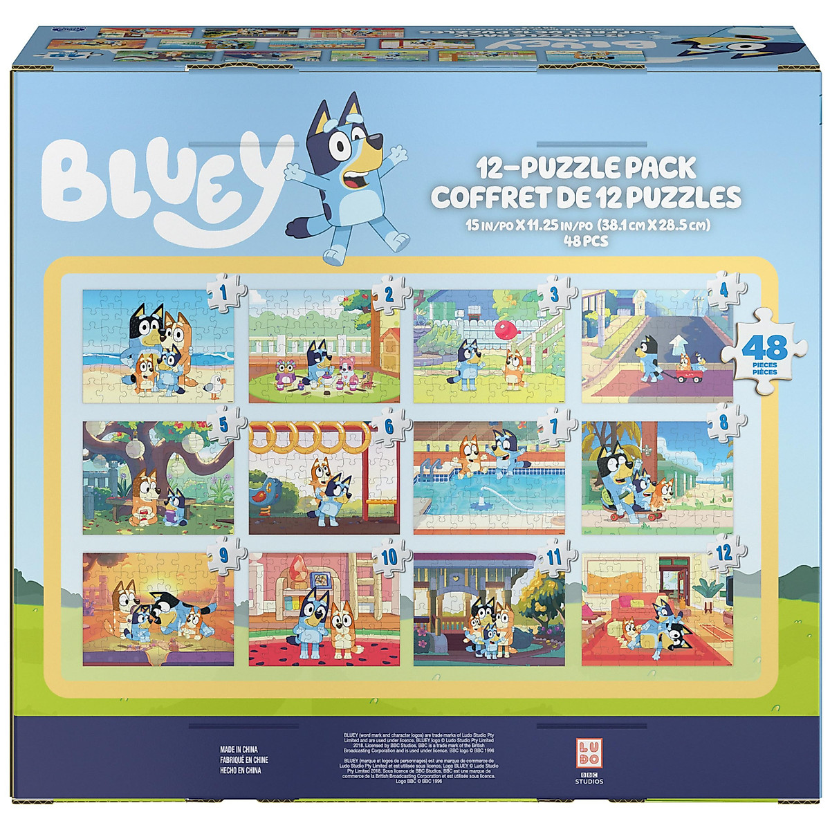 Bluey 12-Pack of Jigsaw Puzzles for Families, Kids, and Preschoolers Ages 4 and Up