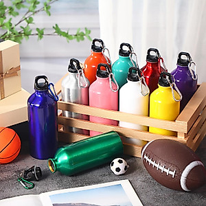 Tanlade 14 Pack Aluminum Water Bottles Bulk 20 oz Lightweight Reusable Blank Water Bottles Gym Sports Bike Leak Proof Bottles with Twist Cap Buckle for Travel Camping Running Cycling Outdoor, 14 Color