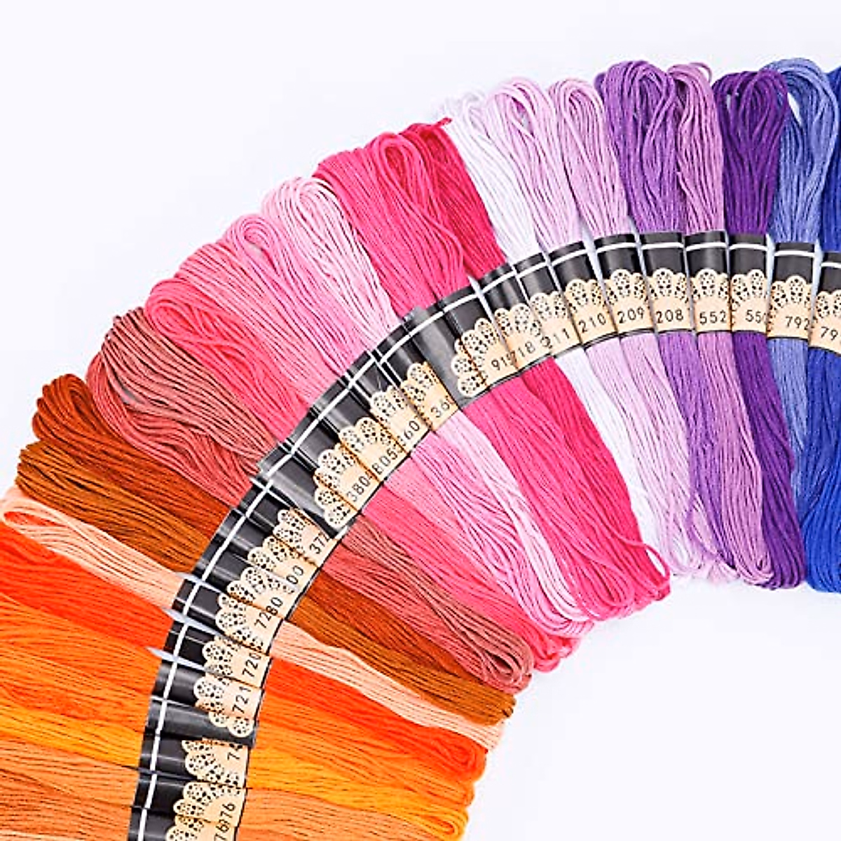 Dimensean 200 Pcs Embroidery Threads Rainbow Embroidery Floss Cross Stitch Cotton Floss Skeins Hand Craft Premium Rainbow DIY Sewing Tool Multiple Colour