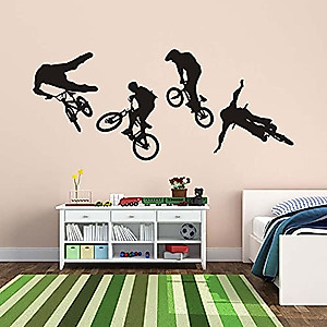 JUEKUI Bicycle Wall Sticker Art Living Room Bedroom BMX Bike Bicycle Wall Decor Sticker Vinyl Art Decal WS97 (Black)