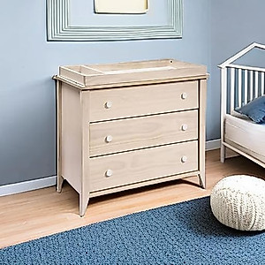 Babyletto Sprout 3-Drawer Changer Dresser with Removable Changing Tray in Washed Natural and White, Greenguard Gold Certified