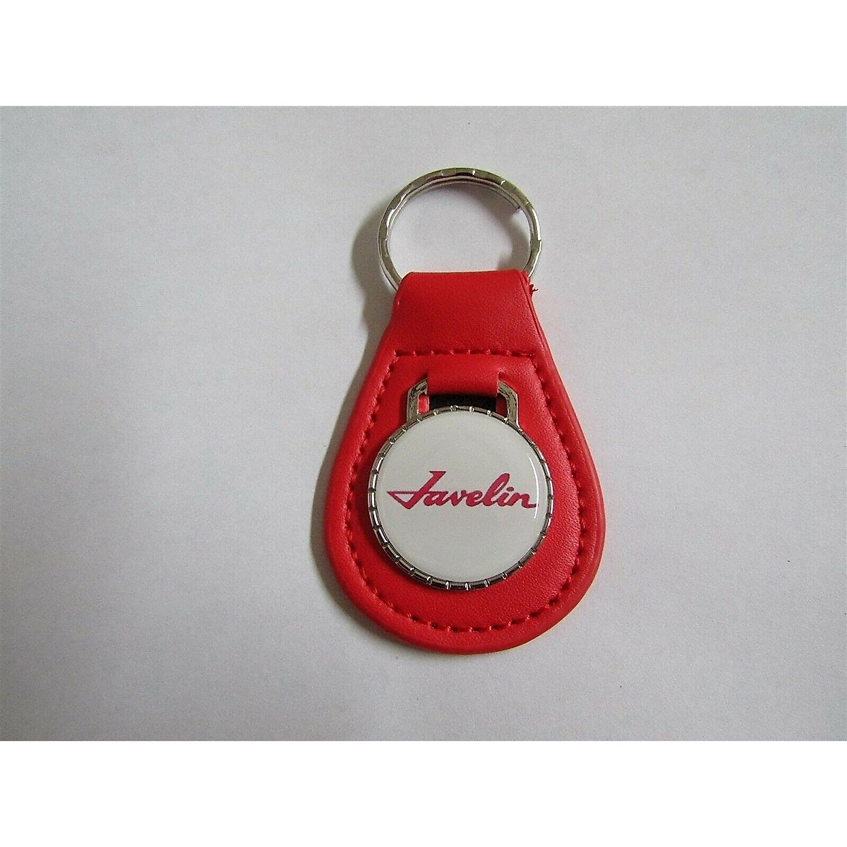 JAVELIN SCRIPT EMBLEM LOGO LEATHER KEYCHAIN - RED