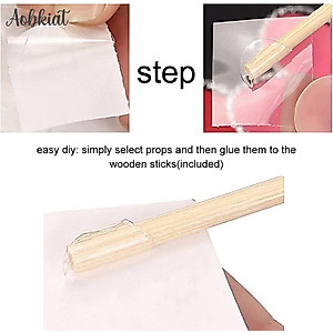 AOBKIAT Olive Green Wedding Photo Props Kit,12 Pack Engagement Photo Props Accessories with Wooden Dowels for Bridal Shower Wedding Favour Party Decorations