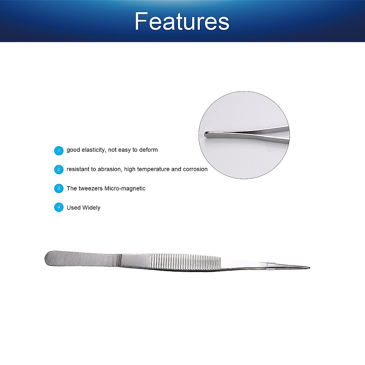 Utoolmart 1Pcs 200mm Lenght Stainless Steel Straight Pointed Tweezers with Serrated Tip