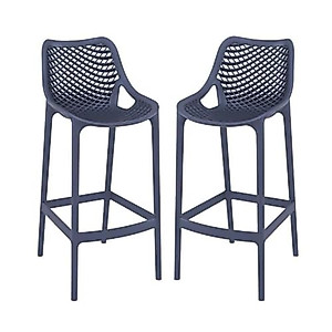 Home Square Patio Bar Stool in Dark Gray Finish - Set of 2
