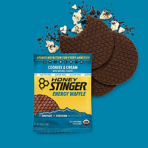 Honey Stinger Gluten Free Organic Waffles | 12 Count Variety Pack With Sticker | Energy Source for Any Activity | 4 Units Each of Salted Caramel, Cinnamon and Cookies & Cream