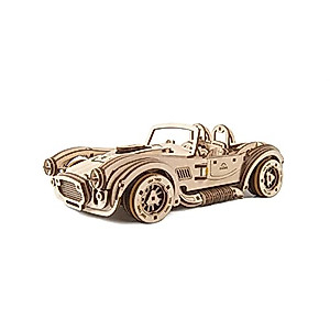 UGEARS Drift Cobra Racing Car Puzzle - Wooden 3D Puzzles for Adults Model Car Kit with Powerful Spring Motor - Retro Racing Car Model Building Kits Adult Puzzles - DIY Miniature Kit - 370 Pcs