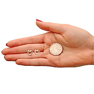 Disney Minnie Mouse Jewelry, Minnie Silhouette Stud Earrings, Two Tone, Sterling Silver