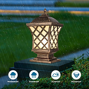 CGJDZMD Outdoor Column Lights, Modern Column Lamp Waterproof Glass Post Lights Outdoor Aluminum Fence Post Light Fixtures for Villa Garden Park Lighting Bronze Pillar Lights(Bulb not Included)