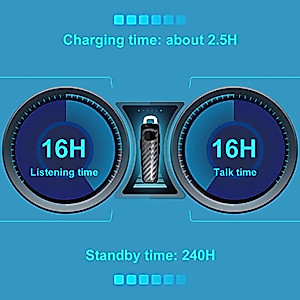 Bluetooth Headset,CVC8.0 Bluetooth Earpiece,16Hrs Talk Time Wireless Handsfree Headset Noise Cancelling Single Ear Bluetooth Headsets for Office/Workout/Driving,Compatible with iPhone ＆ Android-bk