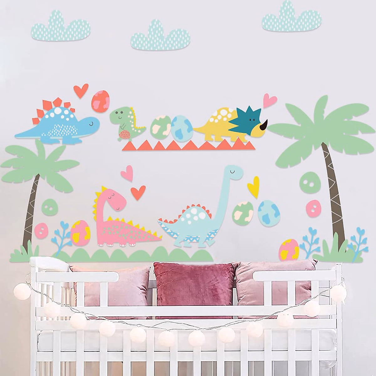Dinosaur Wall Decals Vinyl Cute Dinosaur Wall Stickers for Boy and Girl Bedroom Daycare Classroom Playroom and Kids Room Wall Decor