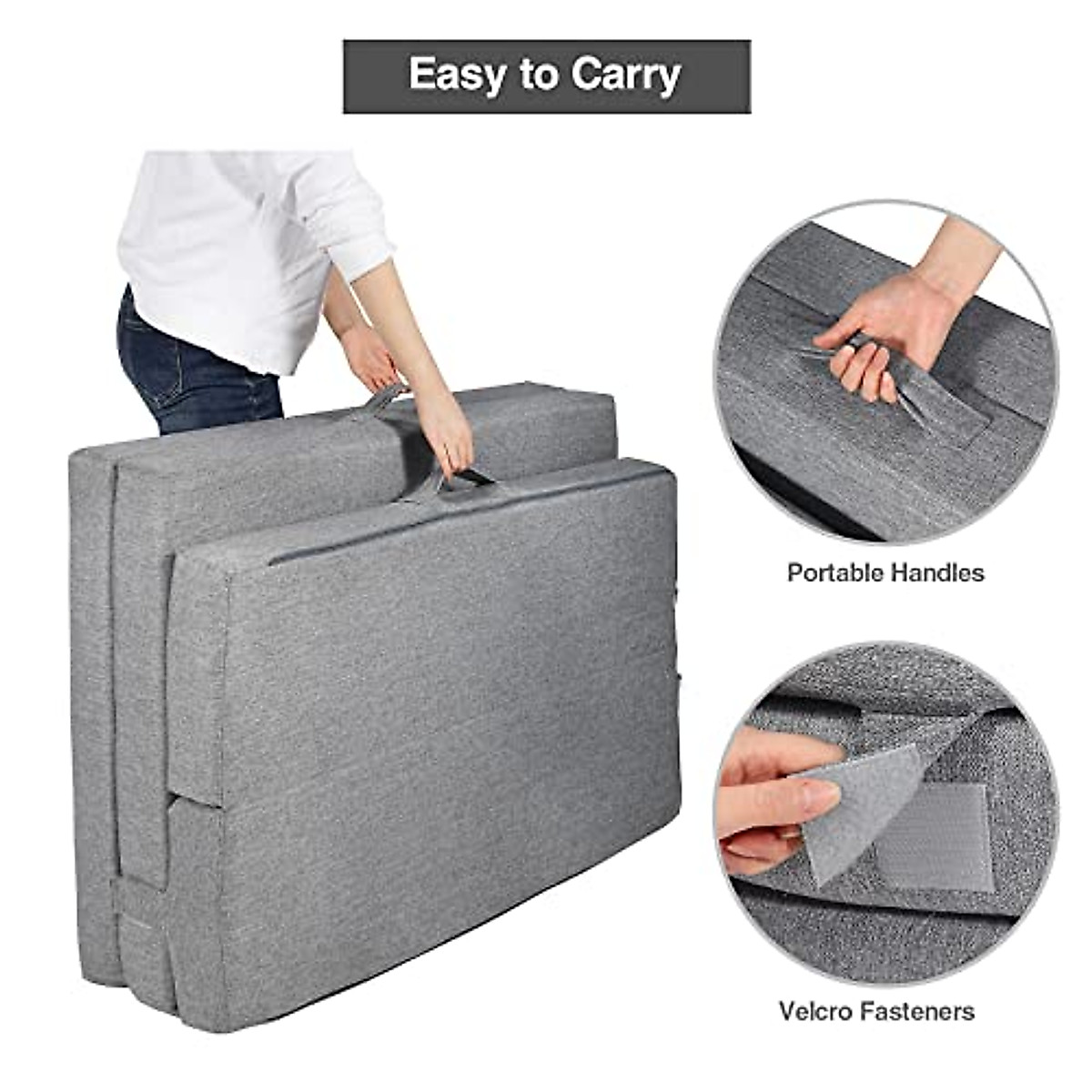 Stonehomy 4 Inch Thick Foldable Mattress Twin XL Size, Portable Folding Out Couch Sofa Bed with Handle for RV, Living Room and Car, 78.7x39.4 Inches