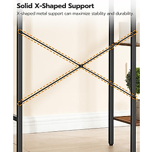 HOOBRO 8-Tier Over The Toilet Storage, Freestanding Bathroom Organizer Space Saver, Mass-Storage Side Storage Open Rack, for Bathroom, Living Room, Laundry, Rustic Brown and Black BF86TS01