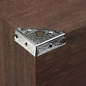 UTALIND 20 PCS Flower Shape Decorative Corner Protectors, Metal Book Corner Guards Covers for Album Jewelry Box Wooden Case Desk, 1.3"x1.3"x0.5"(Silver)