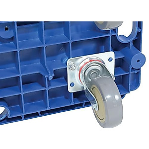 Vestil PCS-1626 Plastic Interlocking Dolly with Polypropylene Caster, 250 lbs Capacity, 16” Width x 26” Length x 6-1/2” Height , Deck Height
