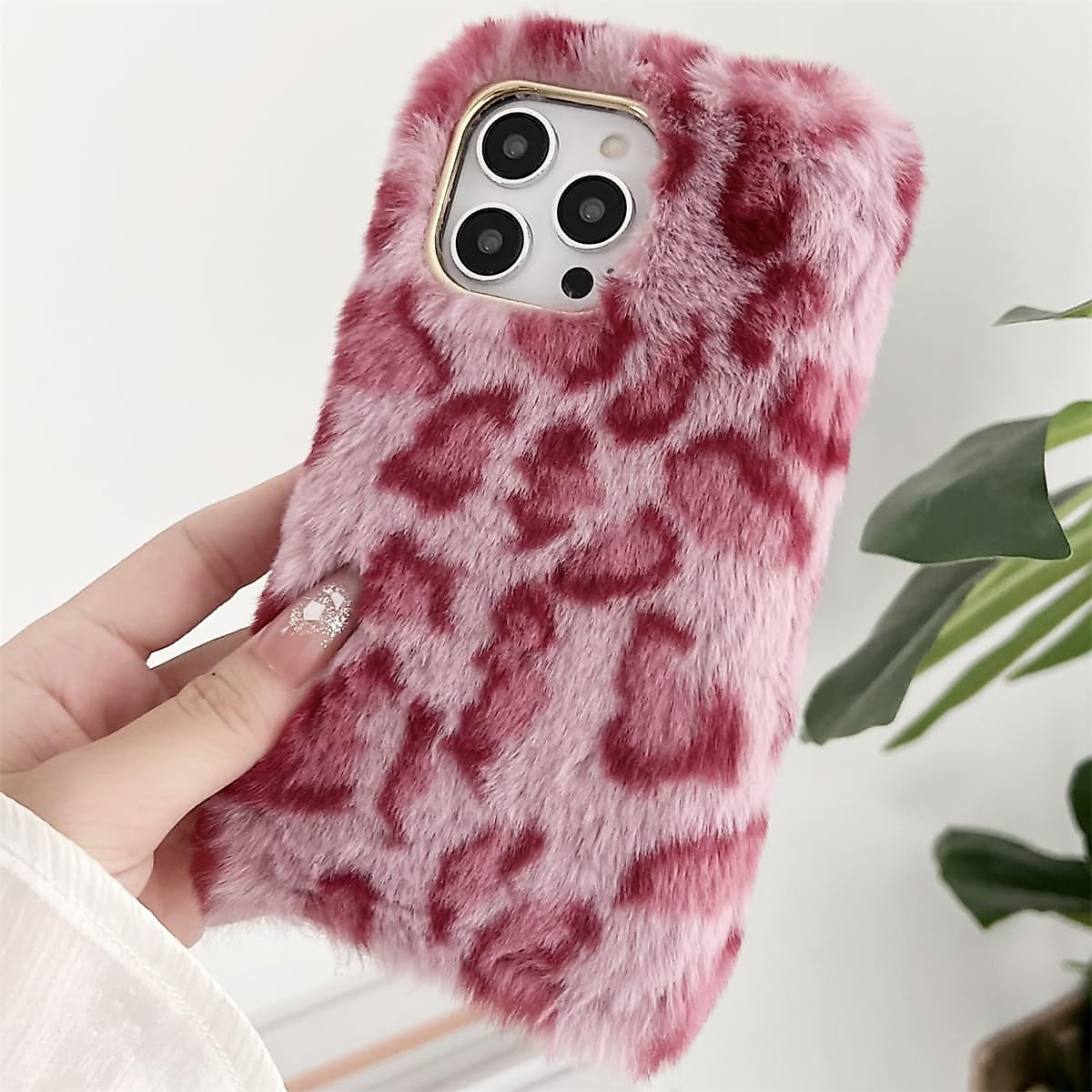 for Samsung A04/A04s Furry Case, Cute Lucky Leopard Print Camouflage Dots Soft Fluffy Fuzzy Hair Fur Plush Phone Case Cover Women Girl