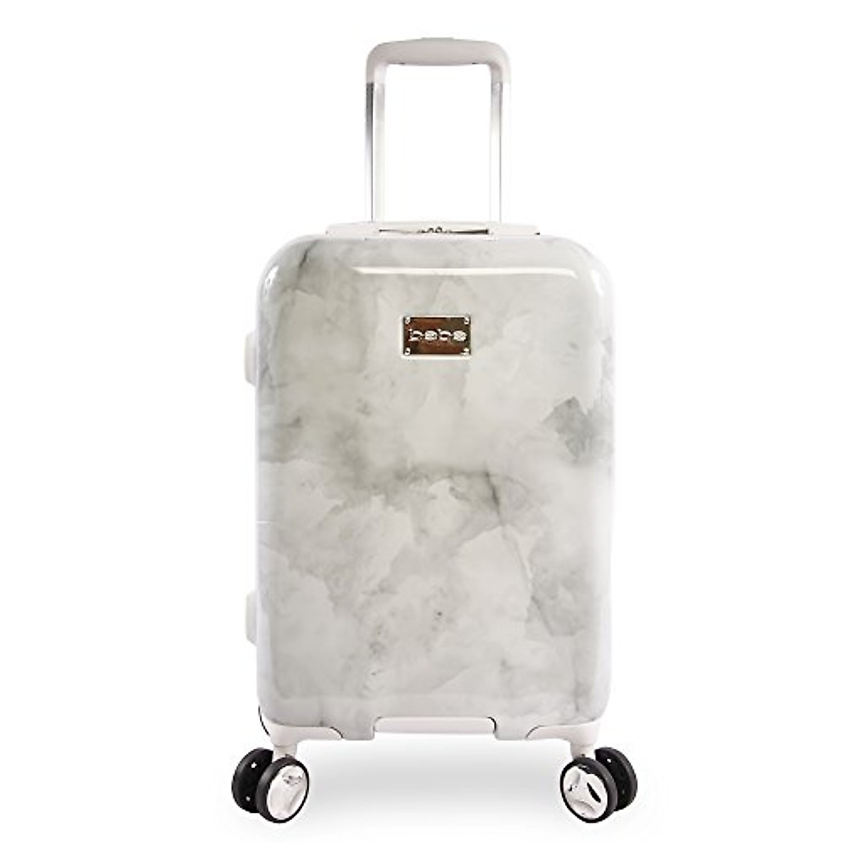 BEBE Women's Lilah 2 Piece Set Suitcase with Spinner Wheels, Silver Marble, One Size