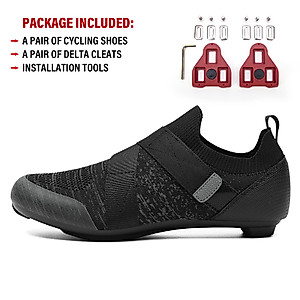 Unisex Cycling Shoes Compatible with Peloton Bike & SPD Indoor Road Riding Biking Bike Shoes with Delta Cleats Included for Men Women Black M5.5 X