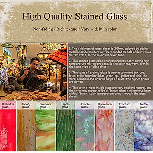 Bieye L10717 Cruciate Flower Butterfly Tiffany Style Stained Glass Table Lamp with 14 inches Wide Lampshade and Bird Nest Tree Trunk Base