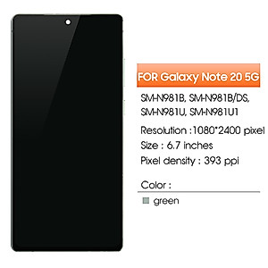 Original Screen for Samsung Galaxy Note 20 5G Screen Replacement for Samsung N980 LCD Screen SM-N980F,SM-N981B,SM-N981U Touch Display Digitizer Assembly Repair Parts(Green with Frame)