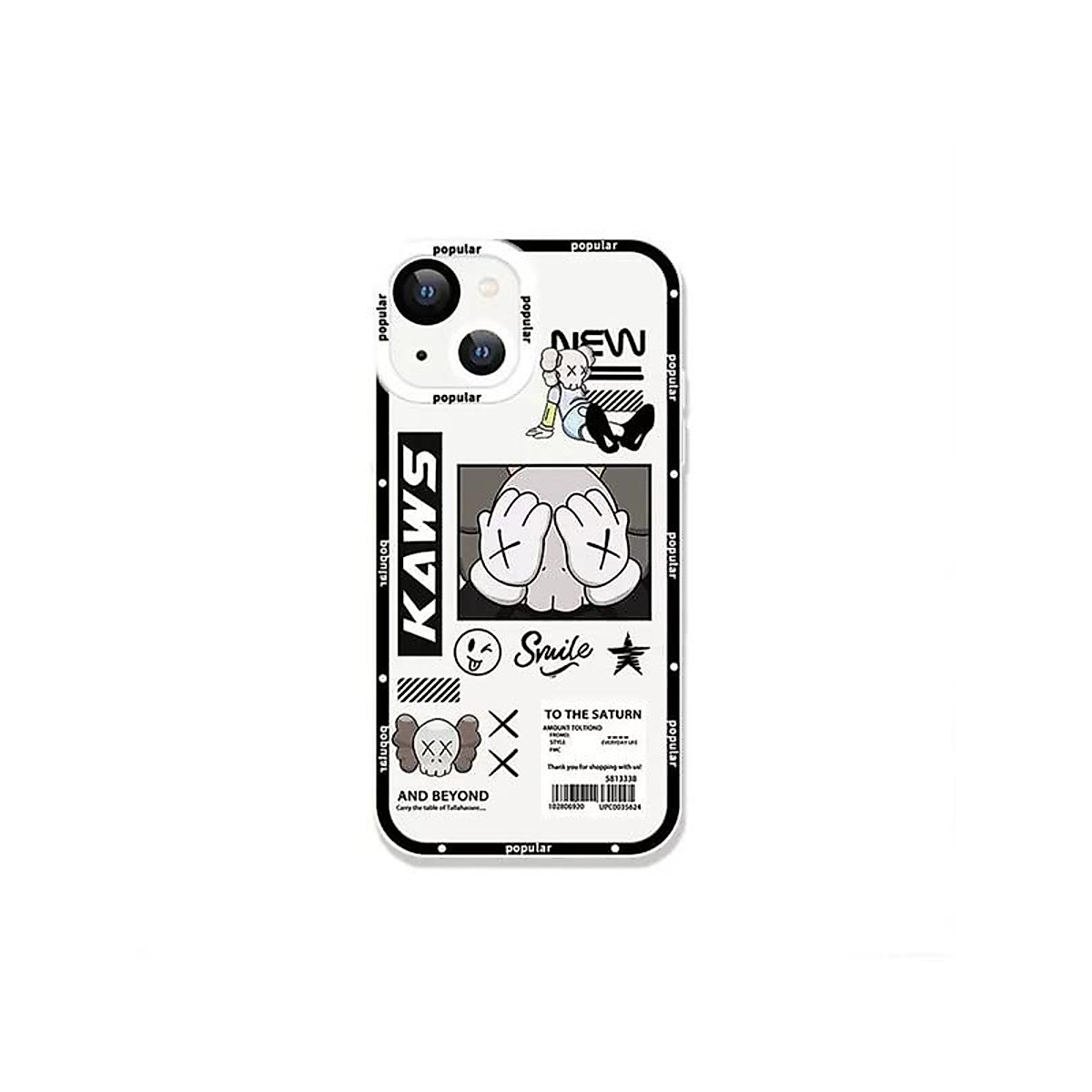Cool Clear Case Compatible with iPhone 13 Mini for Mens and Womens,Clear Case with Cartoon Street Fashion Pattern Design Slim Soft Silicone Protection Phone Cover (White,13 Mini)