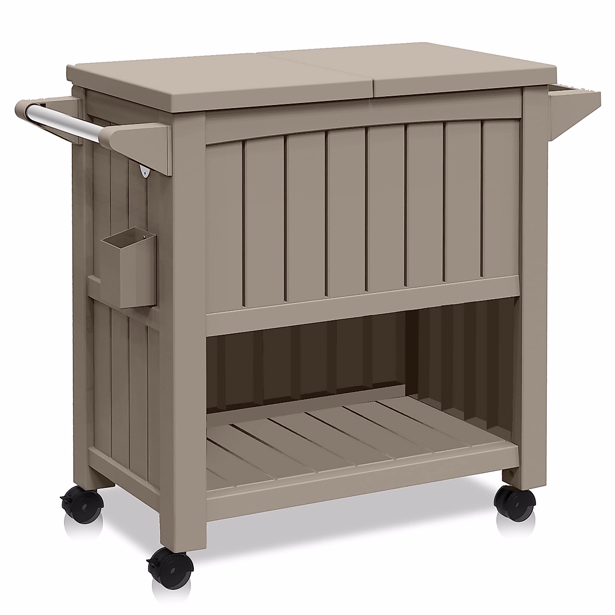 SereneLife 80 Quart Rolling Cooler Ice Chest, Portable Patio Party Bar Drink Cooler Cart on Wheels, Beverage Cart for Pool, includes Ice Bucket, Bottle Opener, and Shelf