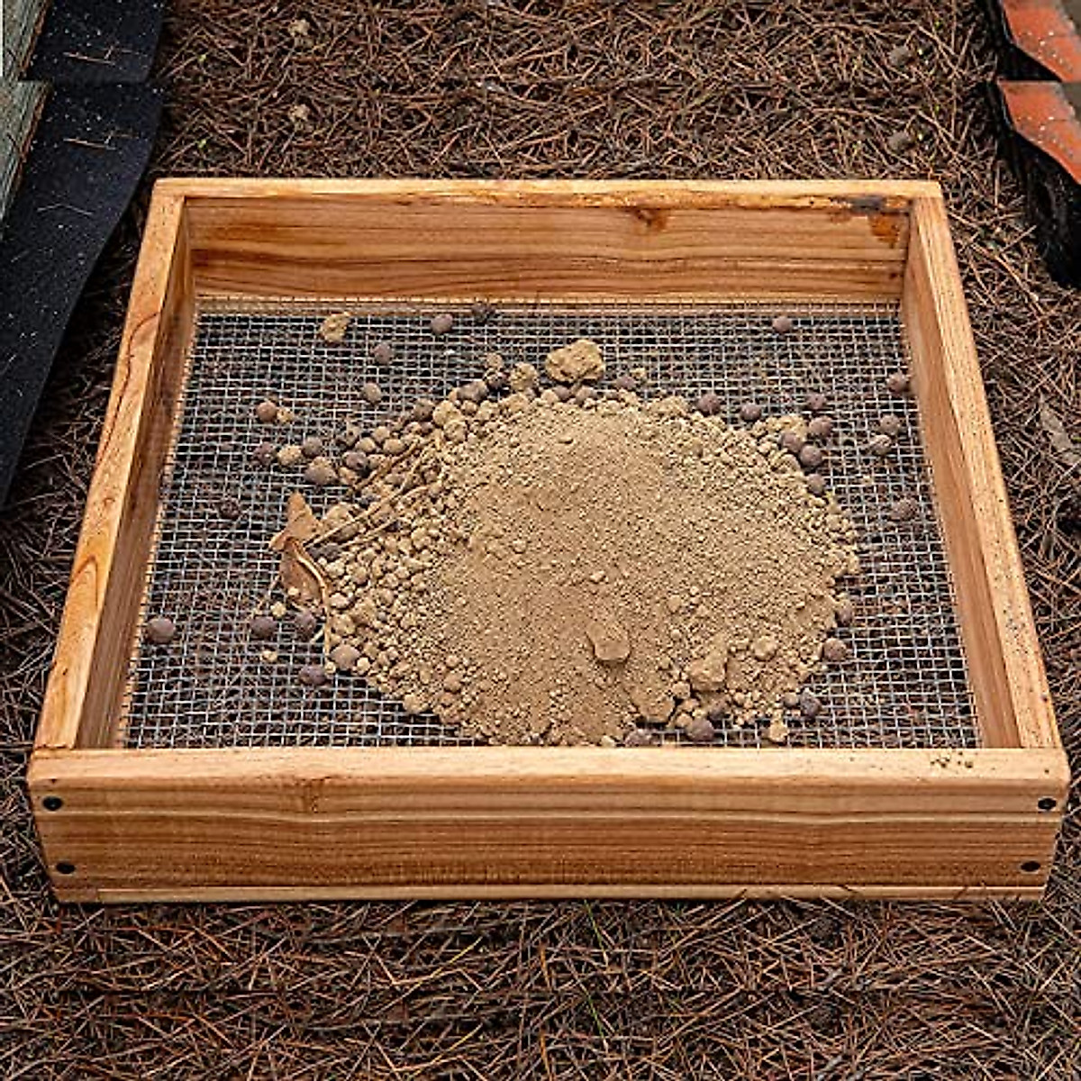 HANH Soil Sifter for Rocks, Wooden Hand Held Garden Dirt Sifter with Sifting Screen, Compost Sifter Strainer for Bonsai Soil Mix S321