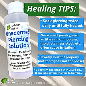 Urban ReLeaf Unscented Piercing Solution ! Non-Iodized Sea Salt Healing Soak. Lip, Tongue, Septum, Dimple, Mouth. NO Scent. Ready to use. Made Fresh in USA.