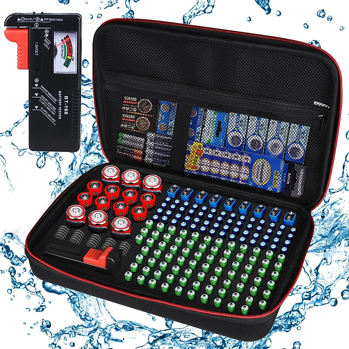 Battery Organizer Storage Holder Case with Tester,Battery Vault Box Container Waterproof Carrying 9V Battery Keeper for Garage Organization Holds 200+ Batteries AA AAA C D (Batteries Not Included)