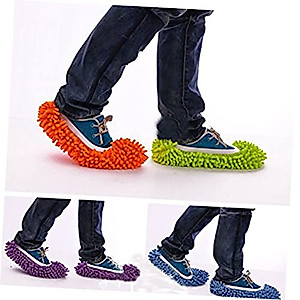 Abaodam 1 Pair Household Floor Cleaners Cleaning Mops Floor Cleaning Slippers Lazy Mop Slipper DIY Foot Mop Shoes Soft Chenille Shoe Lay Shoe Dust Mop Slipper Mop Cap Detergent