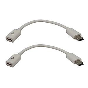 zdyCGTime Micro USB to Mini USB Extension Cable Micro USB Female to Mini USB Male Charging & Sync Adapter Cable Cord(2 Pack White