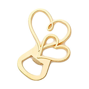 ARFUKA Bottle Opener Stainless Steel Double Heart Shape Beer Bottle Opener Portable Beverage Soada Drinks Bottle Opener Home Kitchen Bar Tool Wedding Party Christmas Birthday Gift Gold