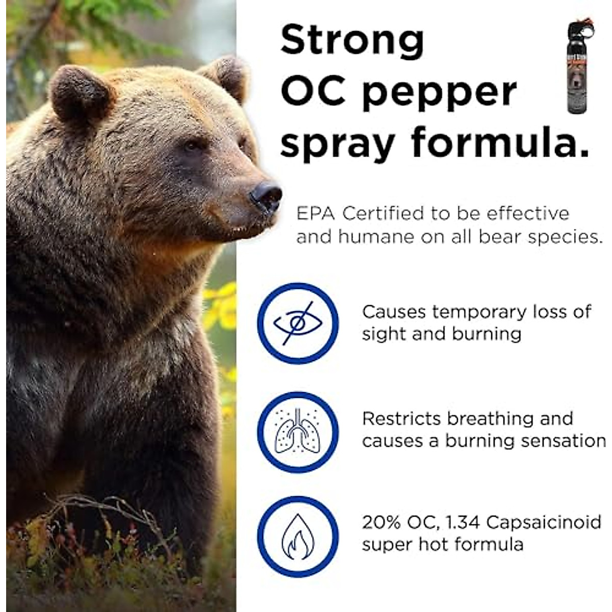 Mace Brand Personal Security Products Guard Alaska Maximum Strength Bear Spray – 20’ Powerful Pepper Spray – Self-Defense for Hiking, Camping, and Other Outdoor Activities, Made in USA