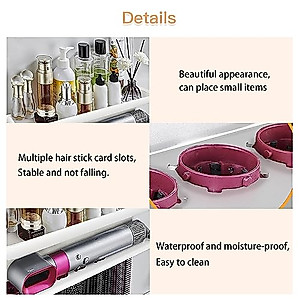 Yimerlen Airwrap Storage Holder Compatible with Dyson Airwrap Wall Mount Storage Rack Organizer for Bathroom Curling Iron Attachments and Complete Styler (White, with Air Cushion Comb)