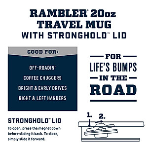 YETI Rambler 20 oz Travel Mug, Stainless Steel, Vacuum Insulated with Stronghold Lid, Big Wave Blue