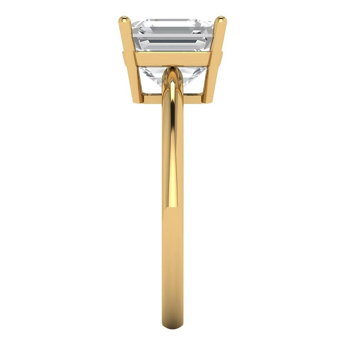 Clara Pucci 2.5 ct Asscher Cut Solitaire Moissanite Engagement Wedding Bridal Promise Anniversary Ring 18K Yellow Gold Size 3.5