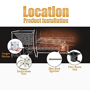 Hisencn Porcelain-Enameled Fire Burn Pot and Hot Rod Ignitor,Auger Motor,Grill Induction Fan Kit,Replacement Parts with Screws and Fuse for Pit Boss and Traeger Wood Pellet Grill