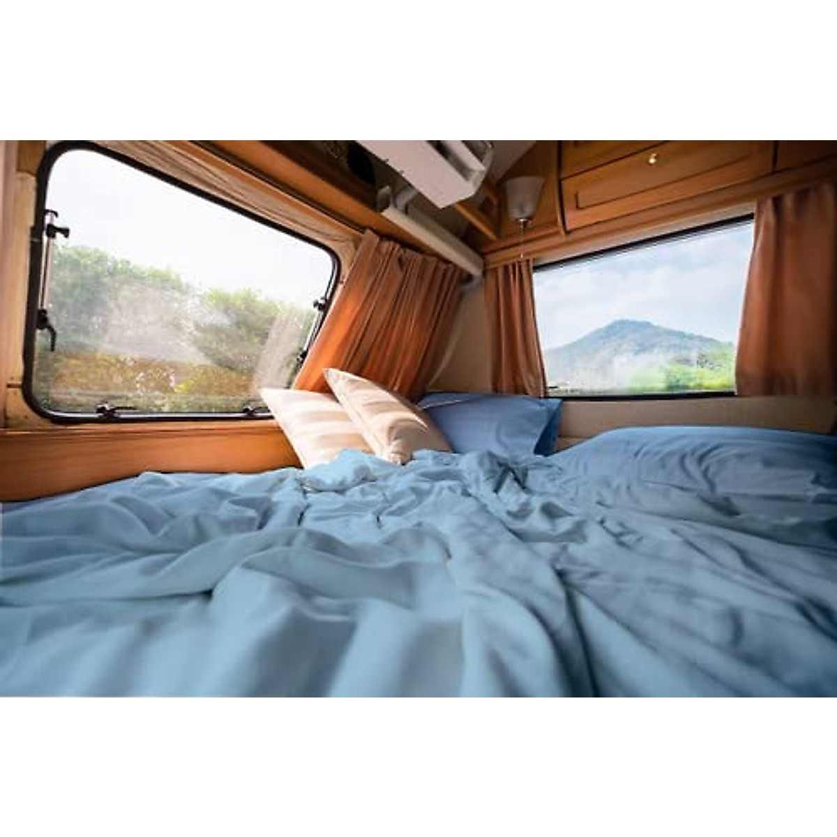 Microfiber RV Sheet Sets, 30x80 Bunk, Light Blue Solid, RV Bed Sheets for Campers, RV's & Travel Trailers Fit Mattress up to 8 Inch deep Motorhome RV Camping Sheets