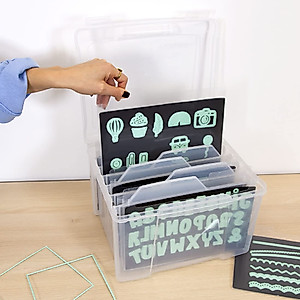 Craftelier - Die and Stamp Storage Box | Includes 6 Dividers, 7 Envelopes and 7 Magnetic Sheets | Size Approx. 26.67 x 22.86 x 19.05 cm (10.5" x 9" x 7.5") - Transparent Colour