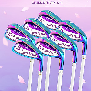 LOWLO 13 Pcs Complete Golf Clubs Set for Women Right Handed Includes 460cc Alloy Driver, Fairway Woods, Hybrid, 6-#SW, Putter and Golf Stand Bag