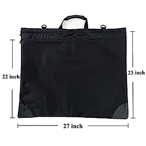 Eage Art Portfolio Case 23 x 27 inches, Waterproof Nylon Artist Carrying Bag with Soft-sided Shoulder Straps, Black Large Art Storage Folder for Artwork Organization,23x27 Inch(0001)