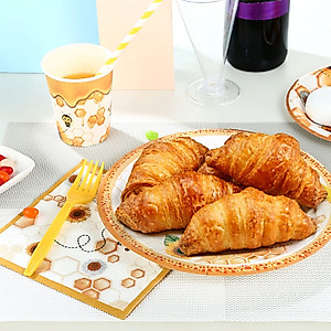 194PCS Bumble Bee Themed Party Supplies Bee Party Decorations - Bee Paper Plates and Napkins, Tablecloth, Tableware, What Will It Bee Gender Reveal Birthday Baby Shower Party Supplies, Serves 24