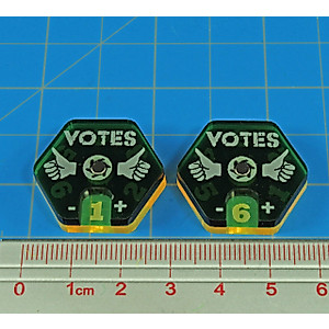 LITKO Gaslands Miniatures Game Dials | Compatible with Gaslands | Refulled | Gear | Ammo | Vote | Hazard | 2 Pack (Translucent Green & Fluorescent Yellow -Vote)